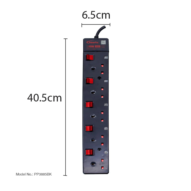 PowerPac 5 Way Extension 3Meter 2 Pin Direct PP3885BK – JAPAN HOME ...