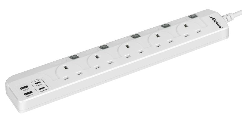 J ELEKTRO 5Way 2M Socket with 4 Port Type-C & USB – JAPAN HOME SINGAPORE